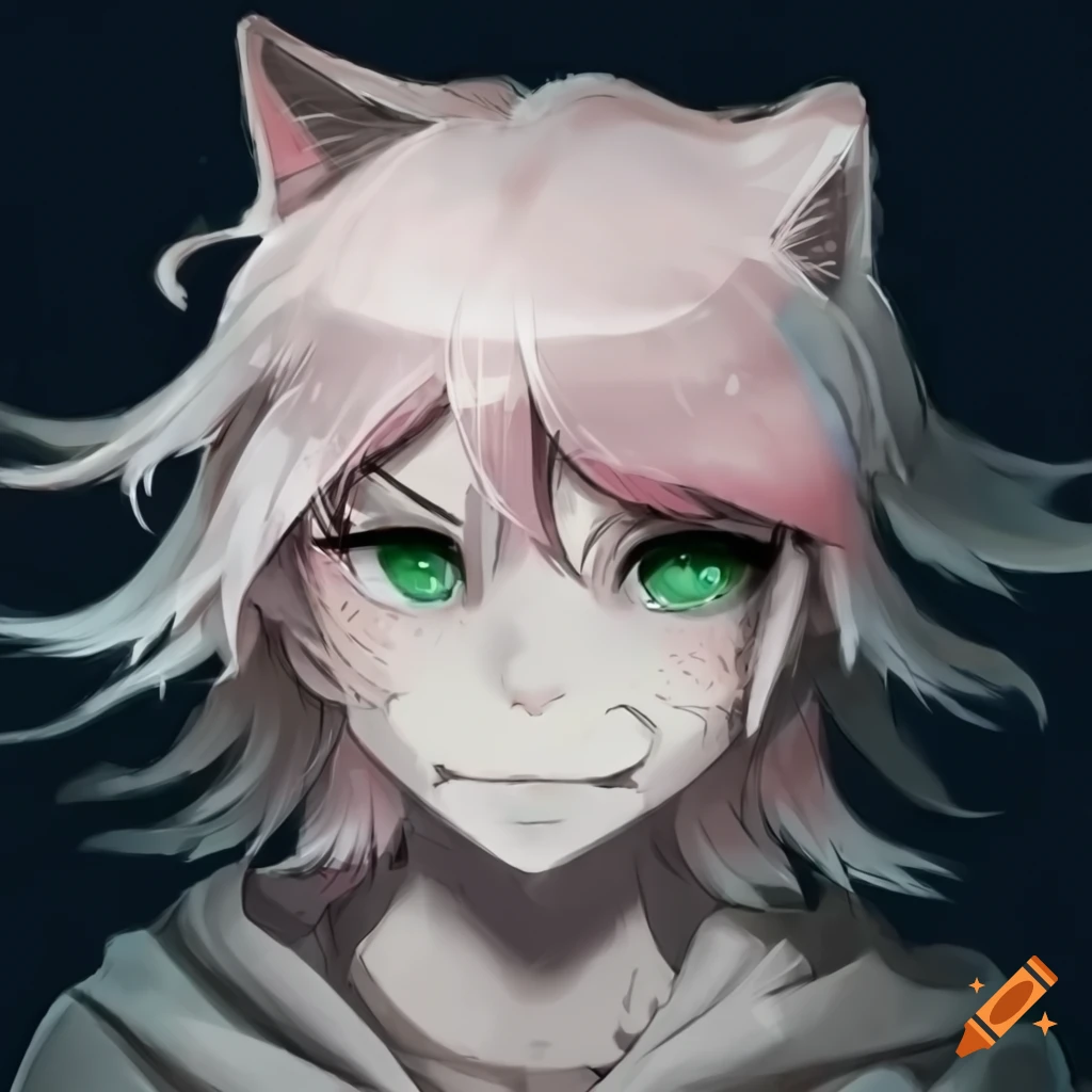 Nagito komaeda inspired kitty cat on Craiyon