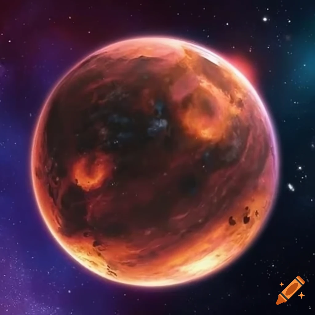 Colorful planet with 4 moons and extreme temperature variations on Craiyon