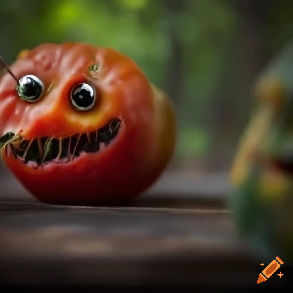 Rotten Tomato Fruit Monster in an ultra-realistic micro photoshoot on ...