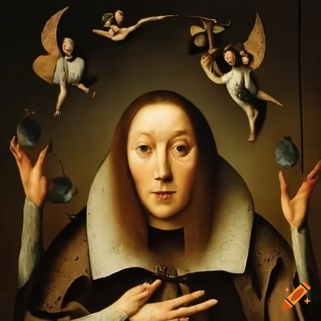 Heironymous Bosch painting masterpiece with live models on Craiyon