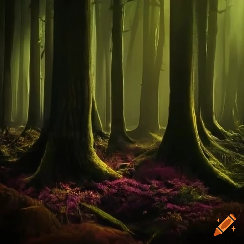 Beautiful light forest scene on Craiyon