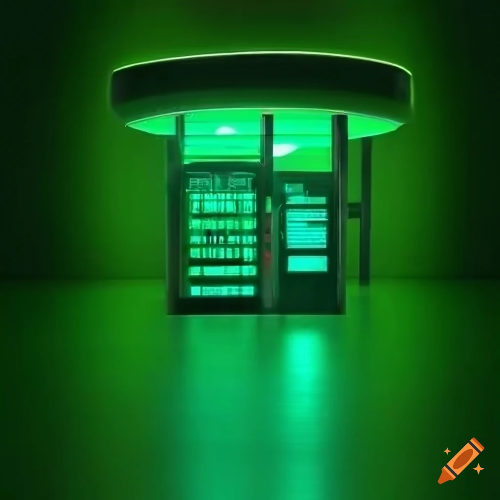 Gas station 24/7 in green matrix mode on Craiyon