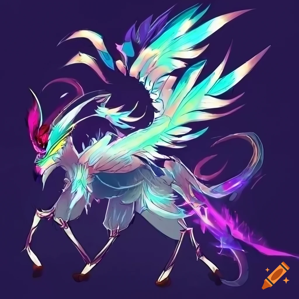 Fantastical avian goat demon character in anime style on Craiyon