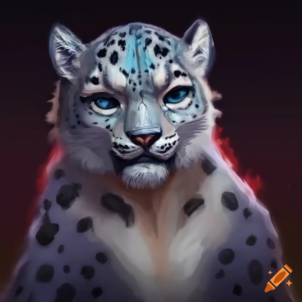 Anthropomorphic snow leopard in Stellaris game art style on Craiyon