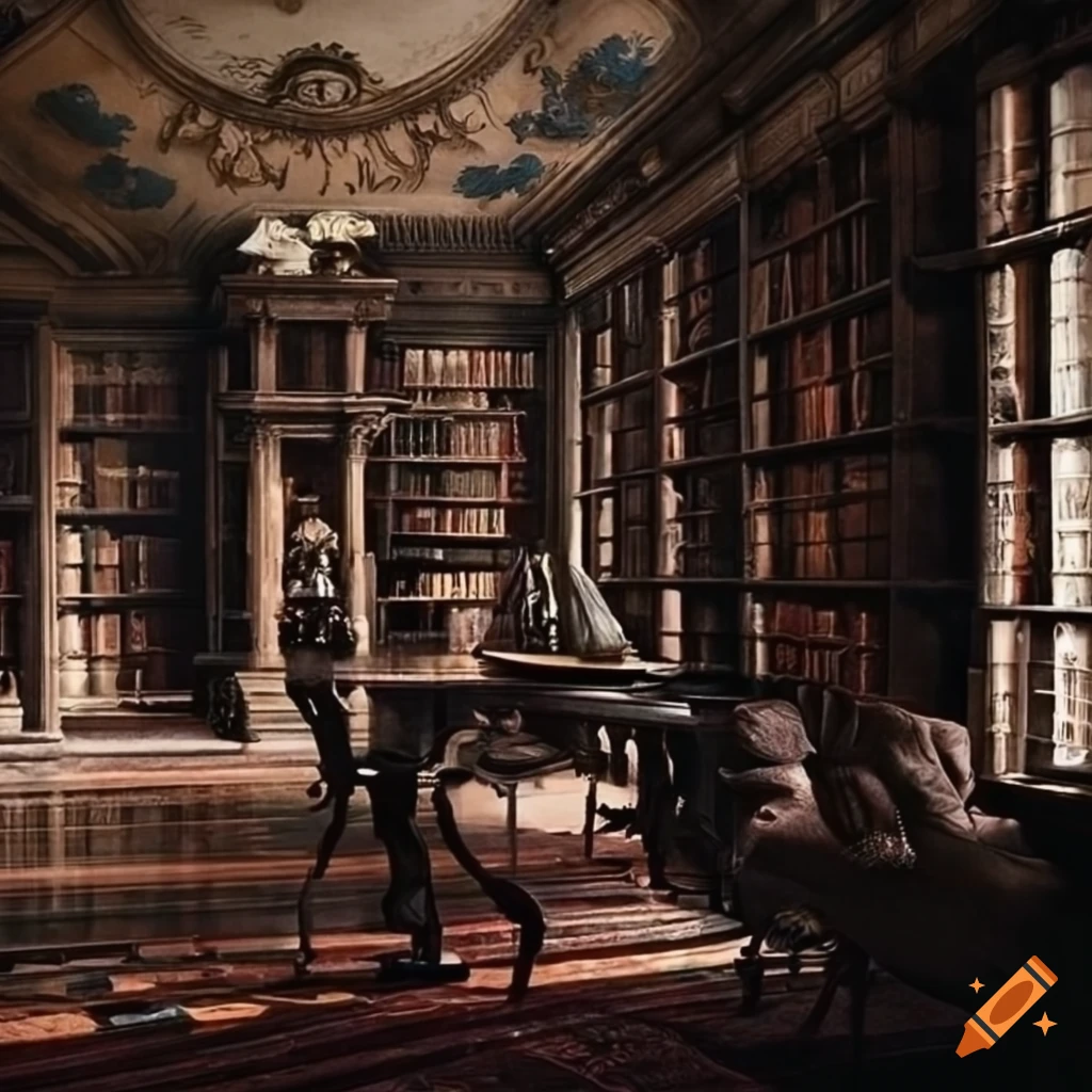 Dark academia library on Craiyon