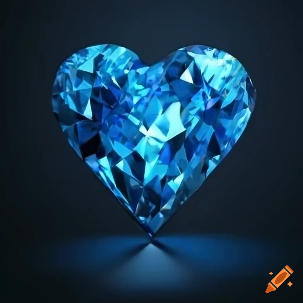 Blue heart surrounded by sharp diamonds in the darkness on Craiyon