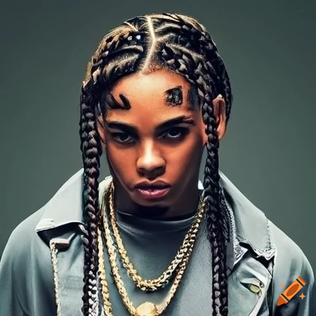Rapper with braids and chain on Craiyon