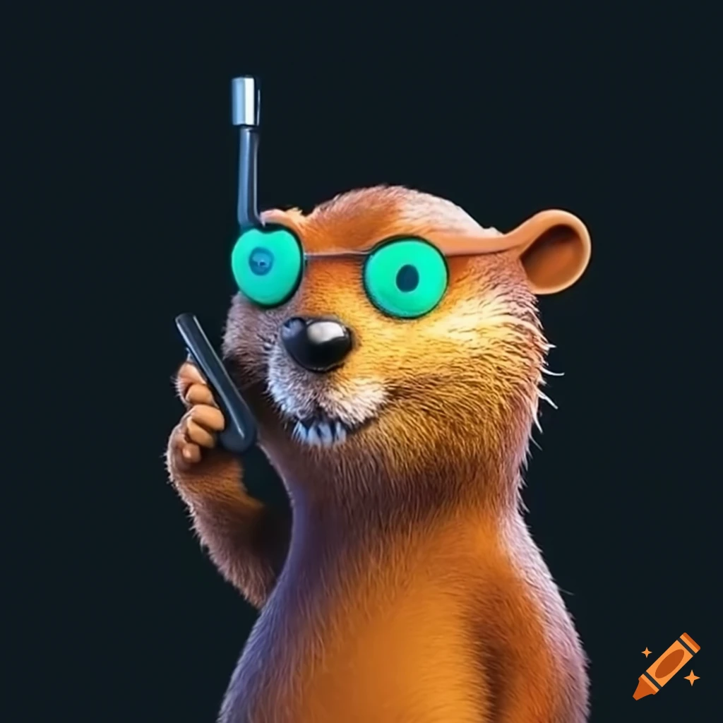 Gopher holding a walkie talkie on Craiyon