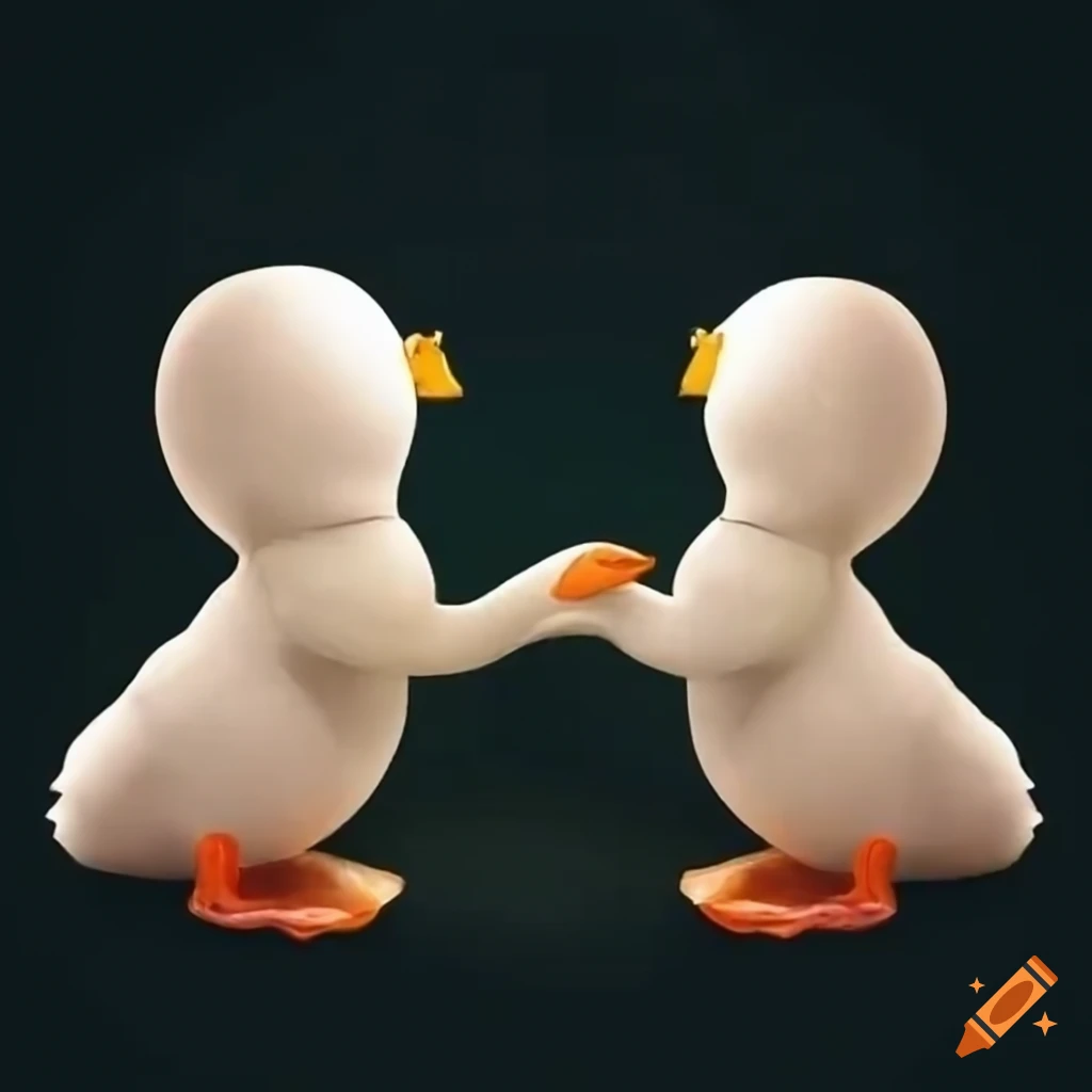 Two ducks shaking hands on Craiyon