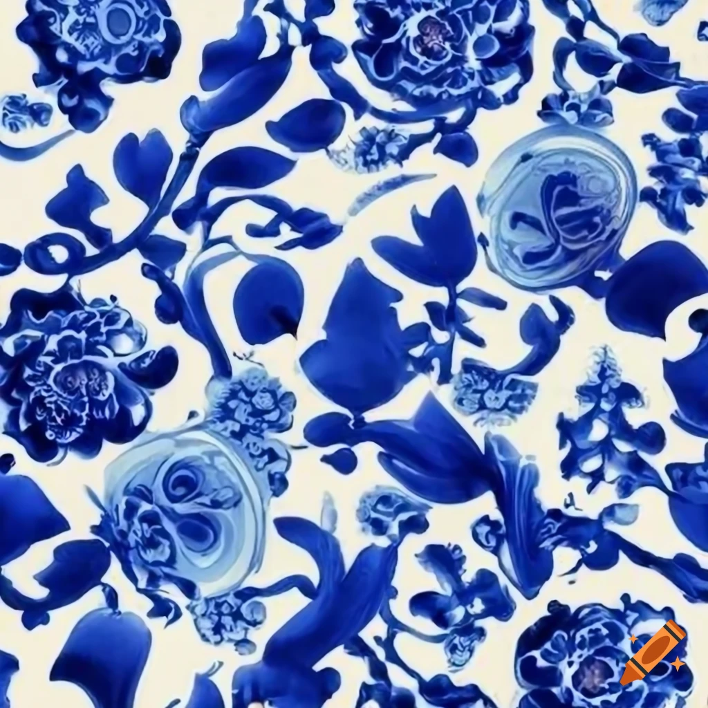 Chinese blue and white porcelain seamless texture on Craiyon