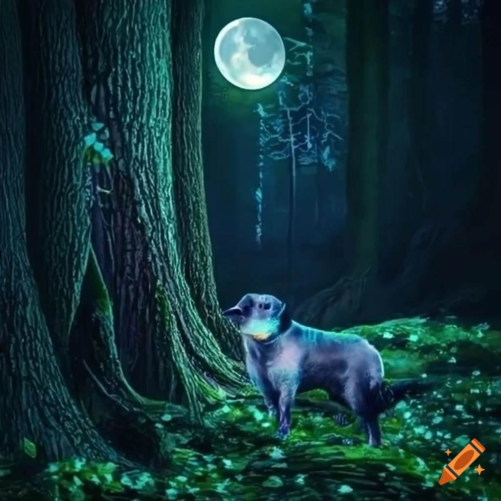 Black Labrador in Enchanted Forest on Craiyon