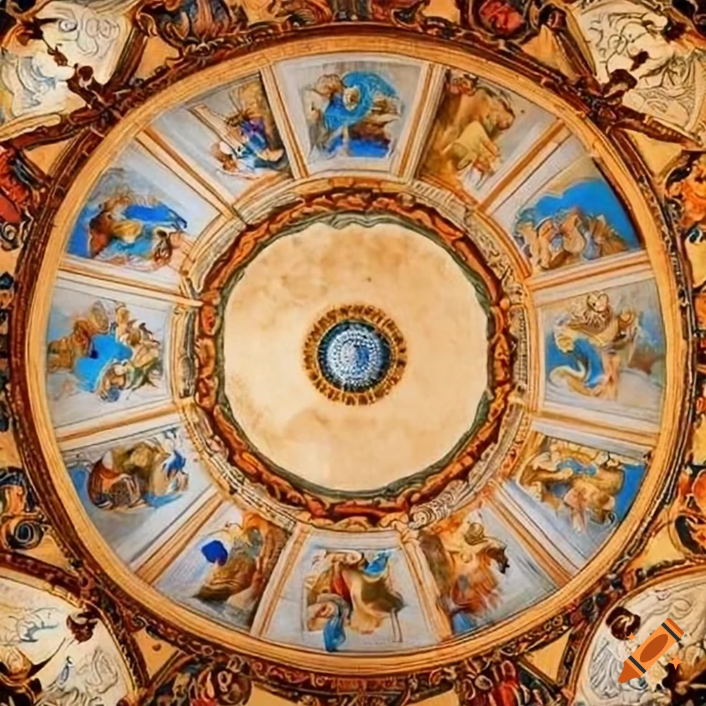 Ceiling mural featuring scenes from ancient greek mythology on Craiyon