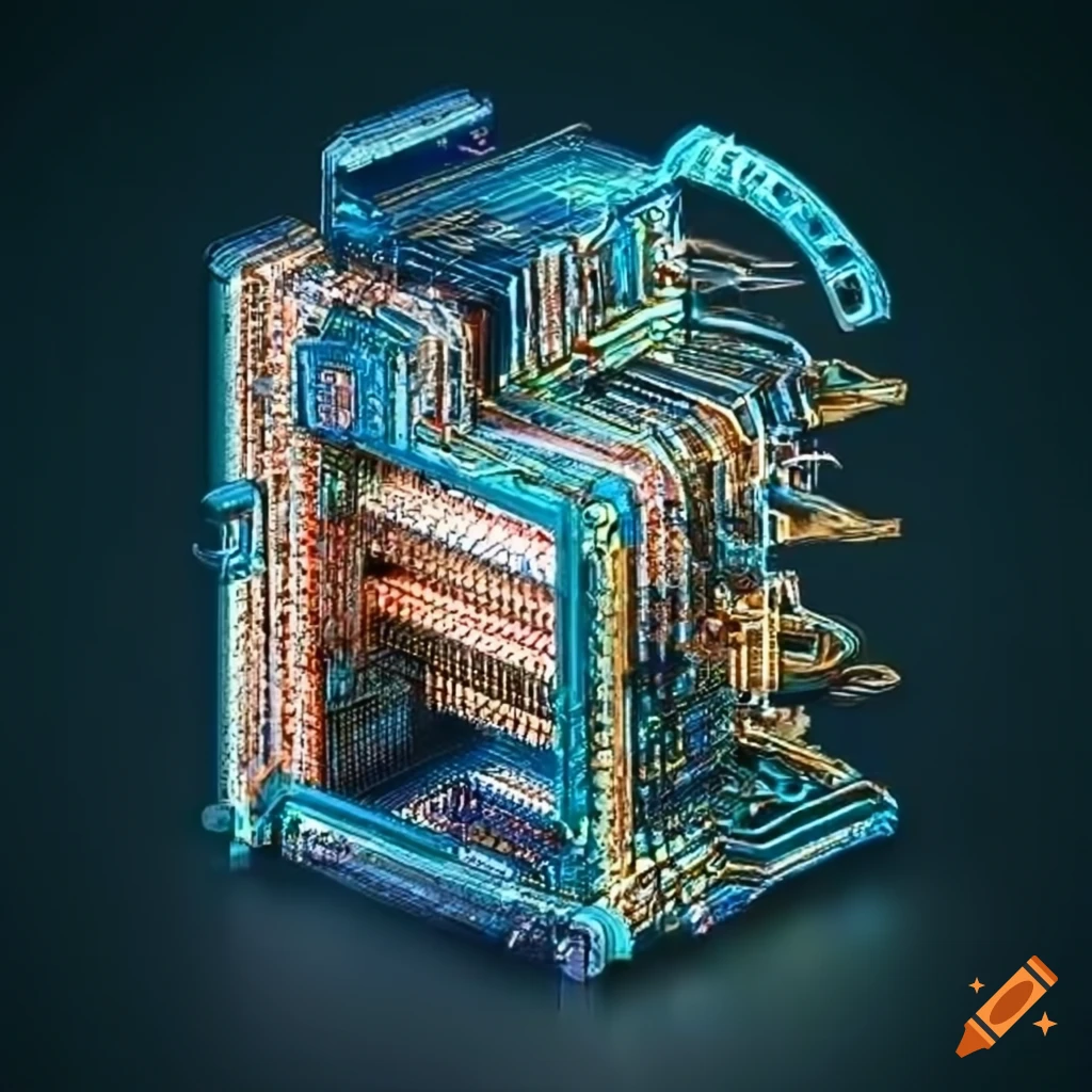 Cross section diagram of a living computer on Craiyon