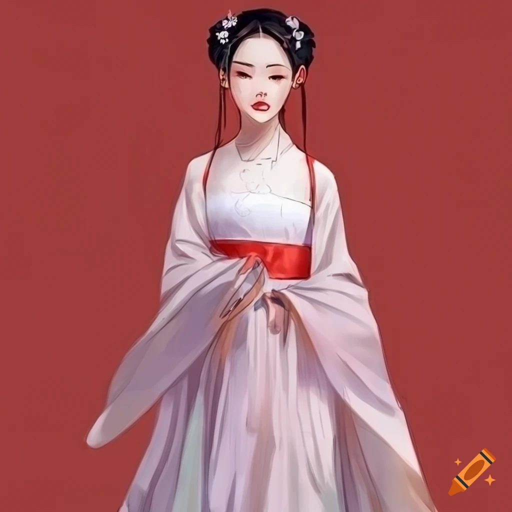 Hanfu full body sketch on Craiyon