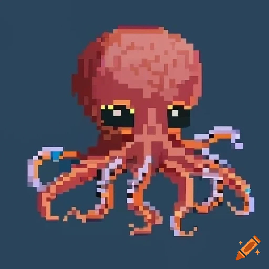 Pixel art giant octopus on Craiyon