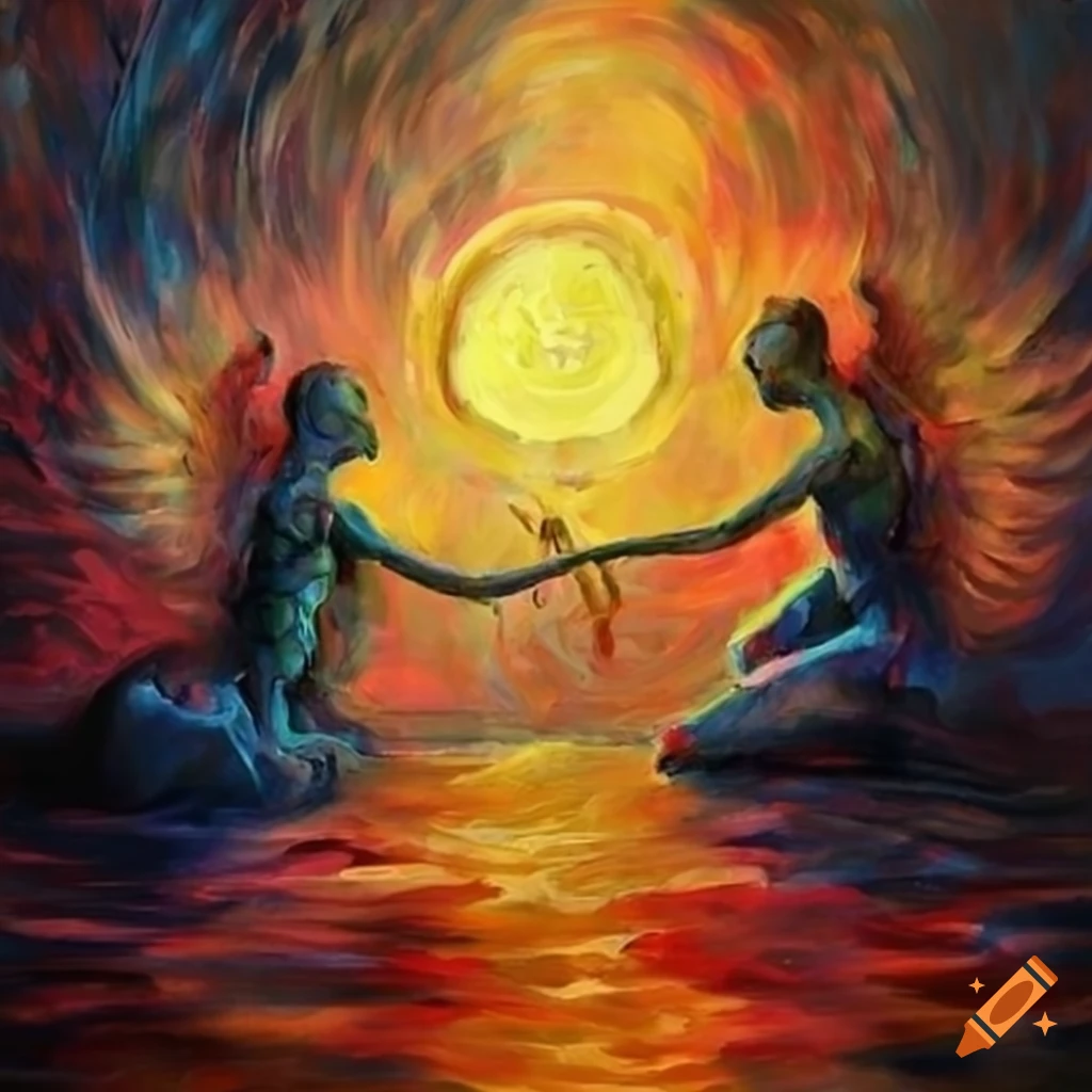 Astral planes depicted in a painting on Craiyon