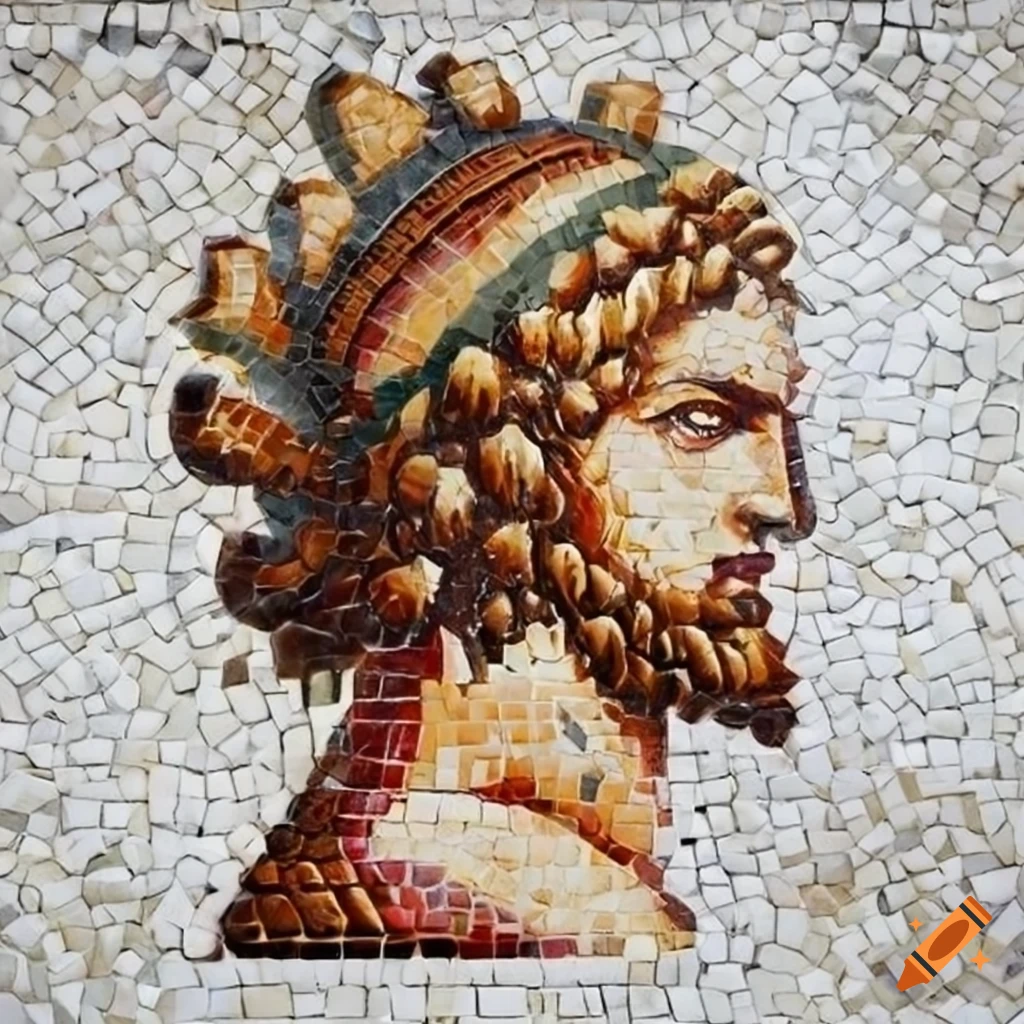 Tile mosaic of greek god ares on Craiyon