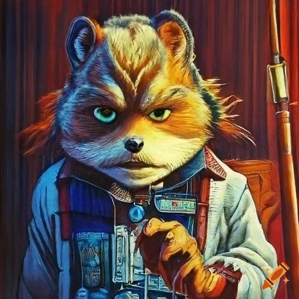 Intricate vintage star fox poster with elements of james gurney and ...