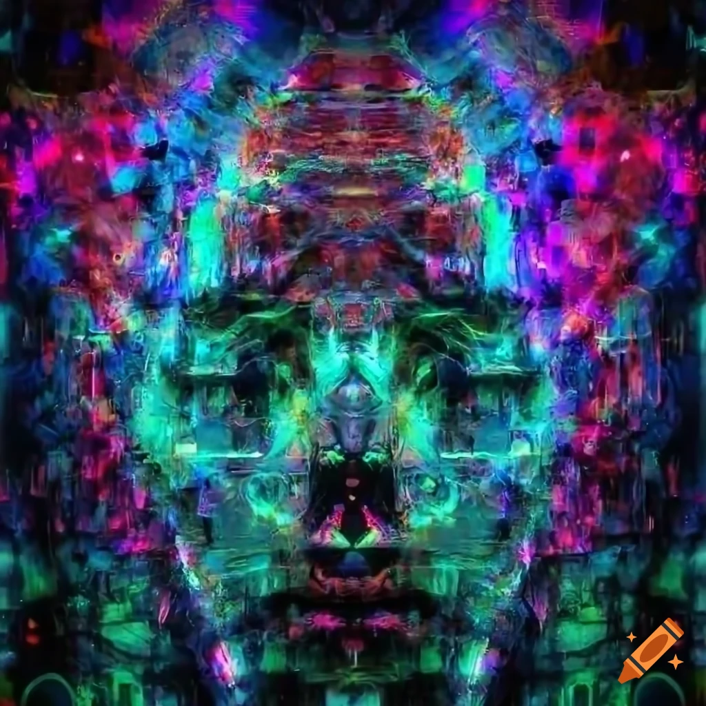 Techno abstract mind with phrase 'Rave' 4k AI face with a solid spirit ...