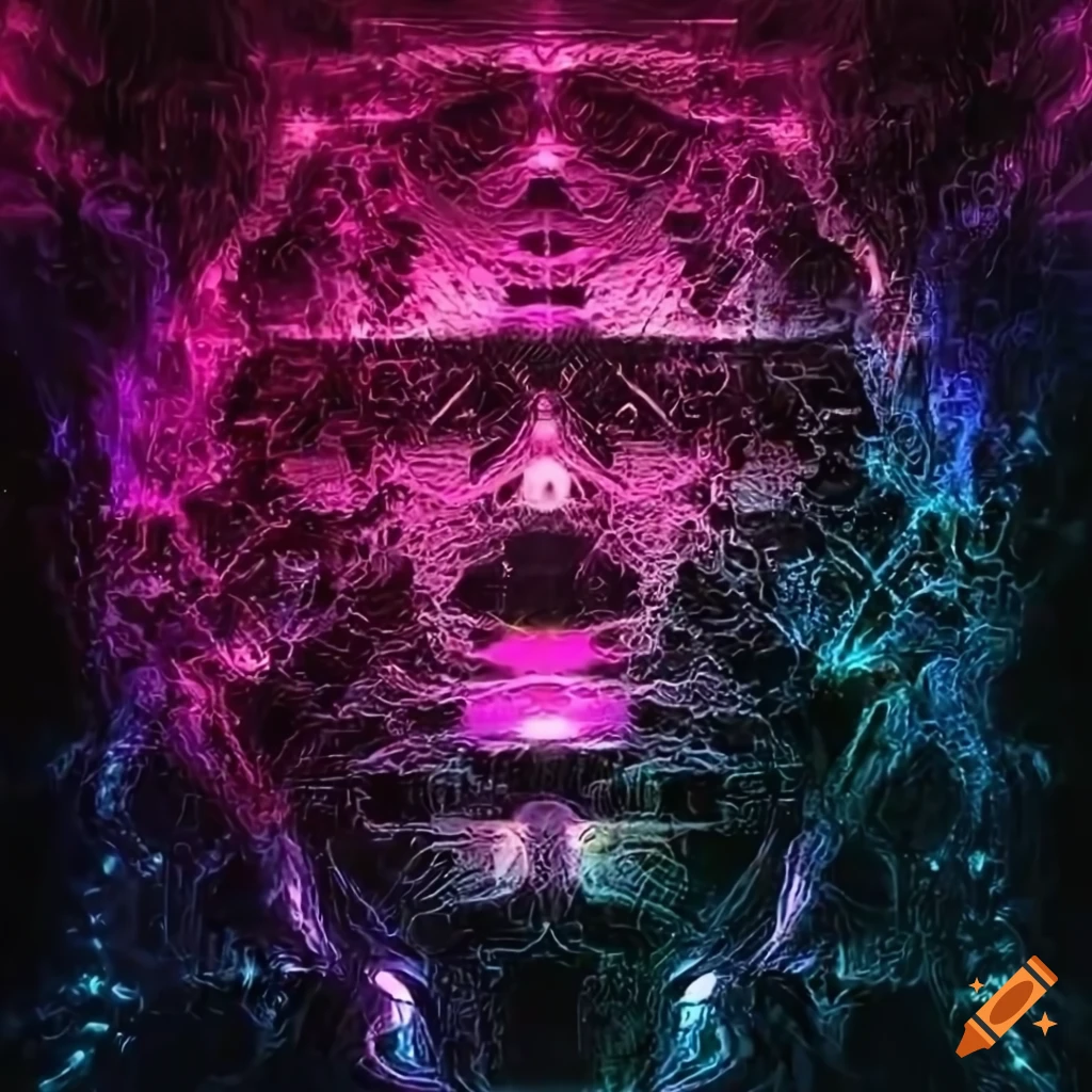 Techno abstract mind with the phrase 'rave' on a futuristic transparent ...