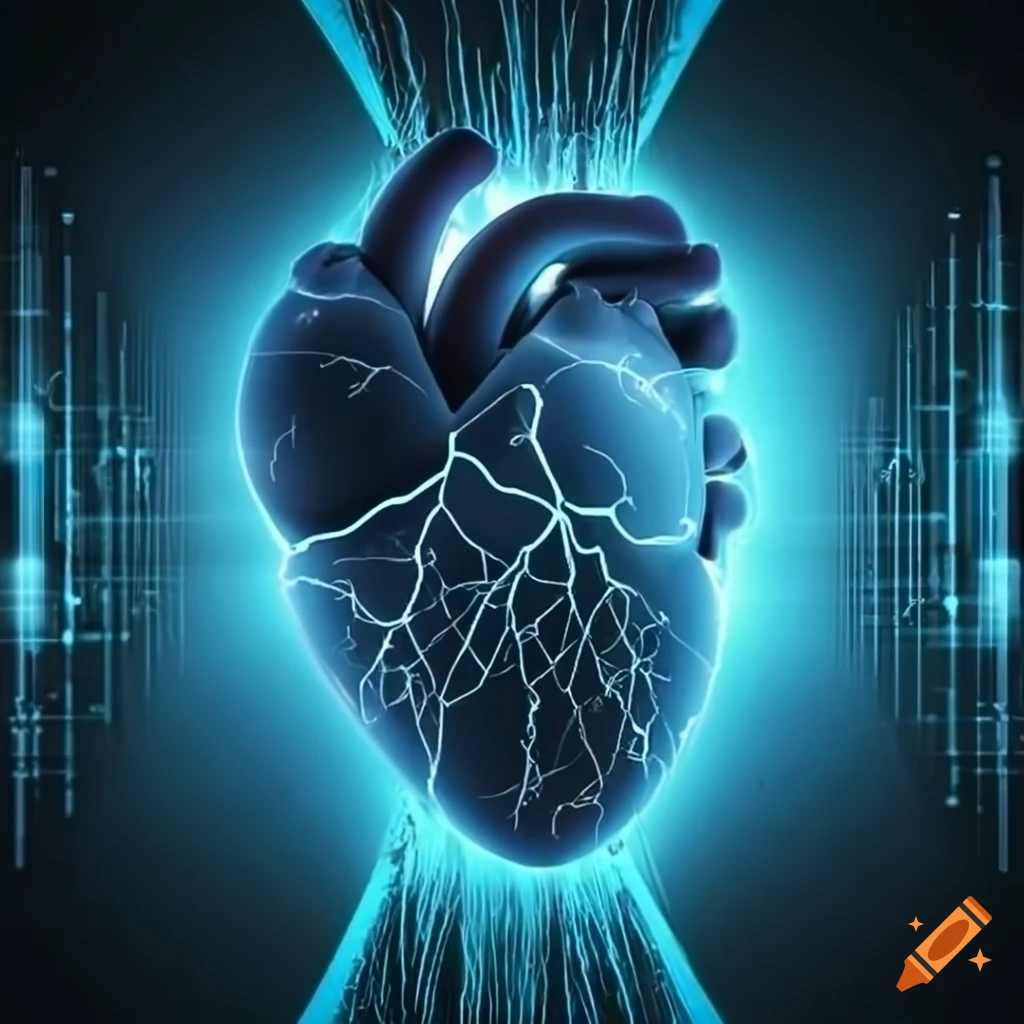 Transparent artificial intelligence heart with connectivity elements on ...