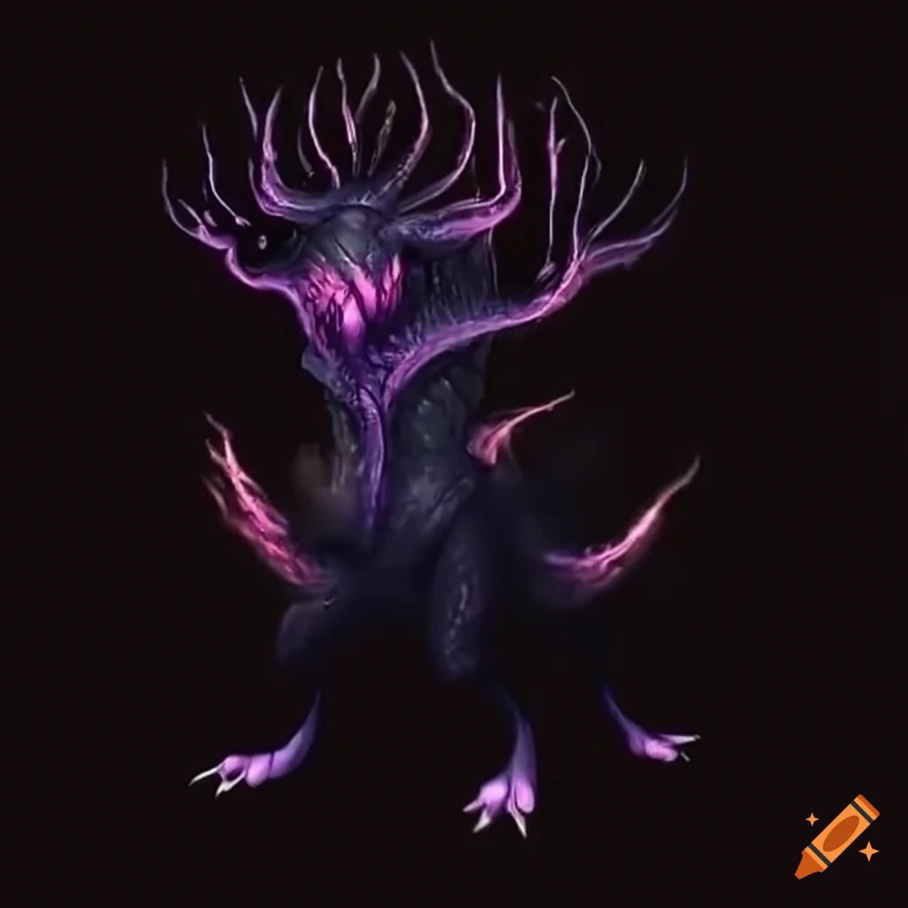 Singing monster shadow quad element creature on Craiyon