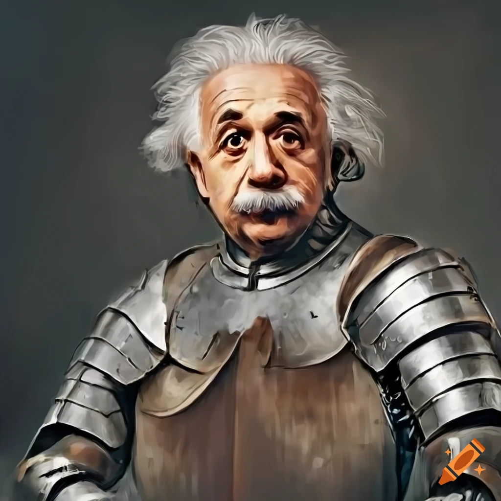 Albert Einstein in knight armor on Craiyon