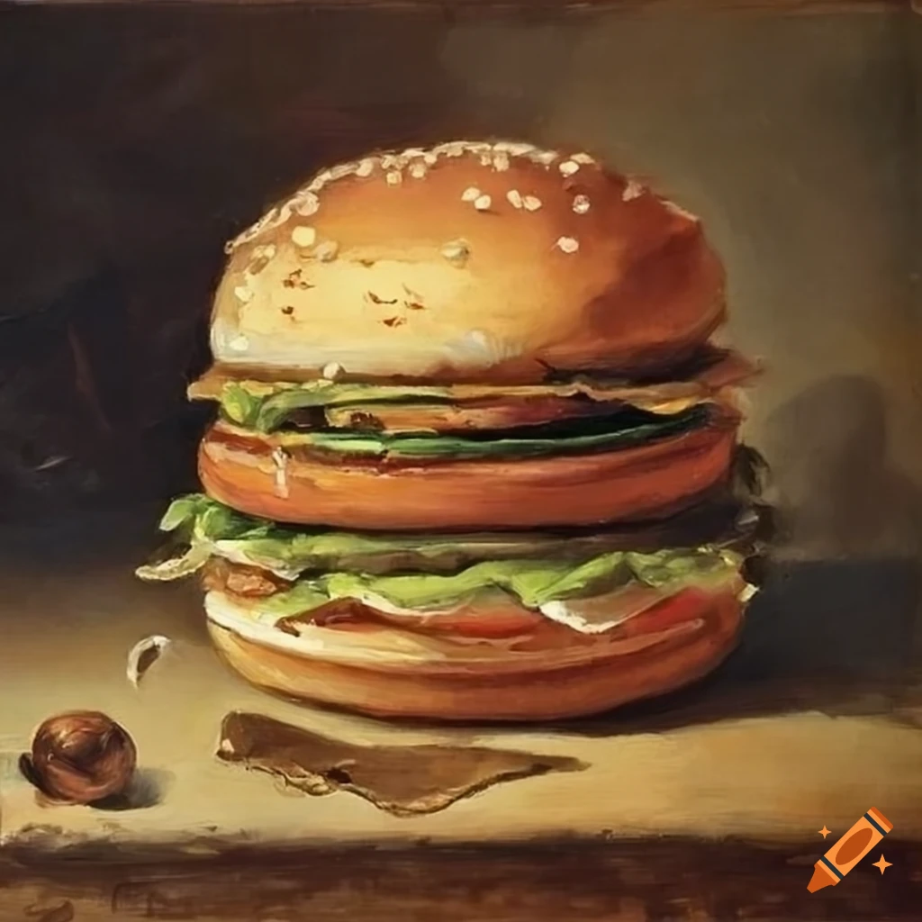 1800s oil painting of a big mac on Craiyon