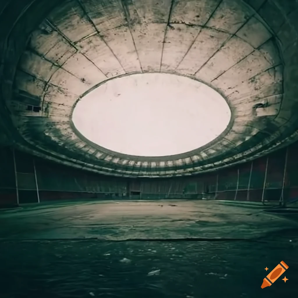 Soviet sports arena in concrete from 1970 on Craiyon