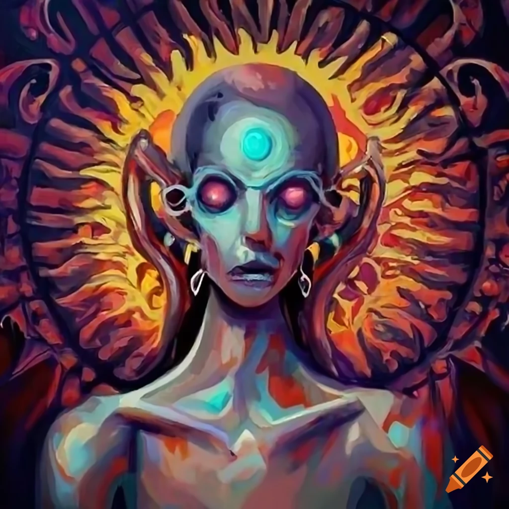 Eldritch horror mechanical representation of nyarlathotep on Craiyon