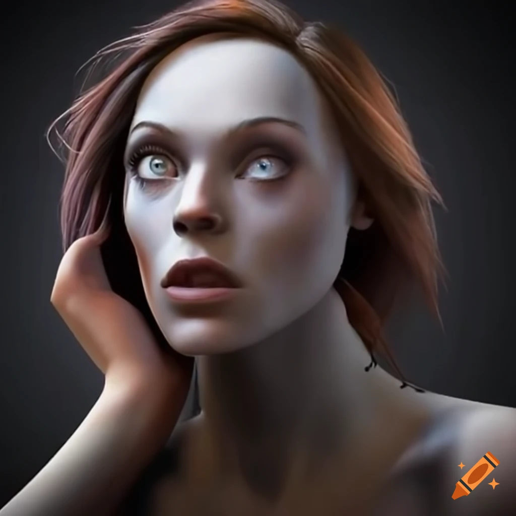 Fierce woman looking at distant object on Craiyon