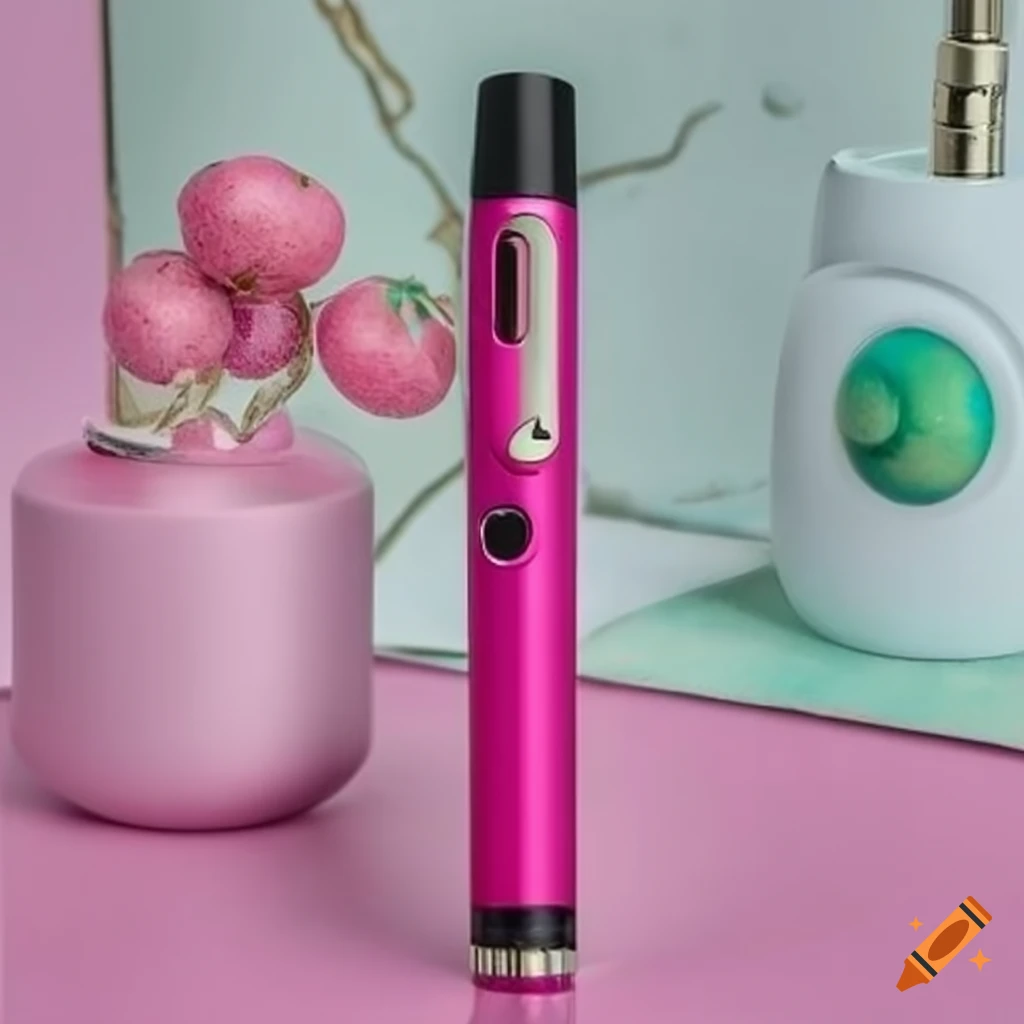 Pink berry vape pen with decor and splash on Craiyon