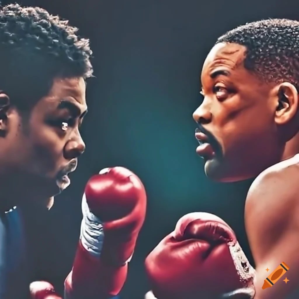 Chris rock and will smith in a boxing match on Craiyon