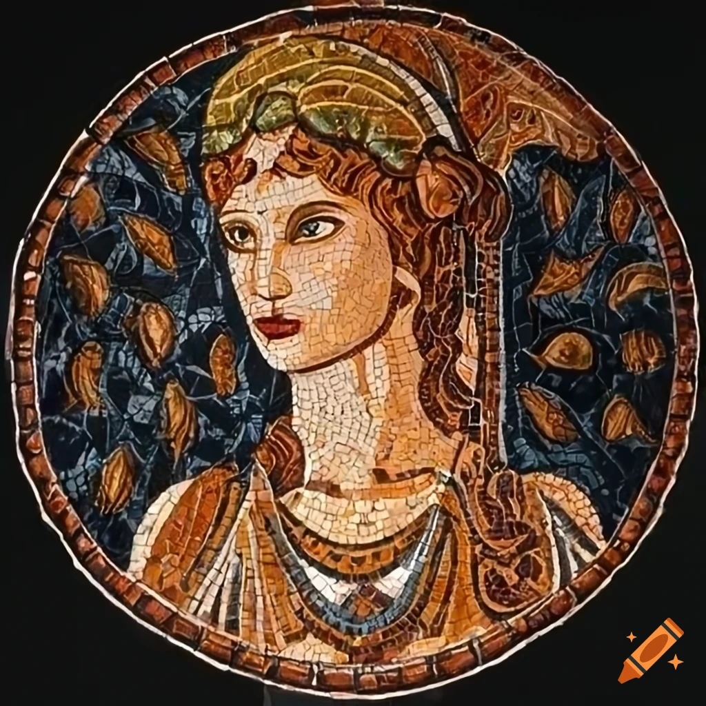 Athena, greek goddess of war and wisdom in mosaic art on Craiyon