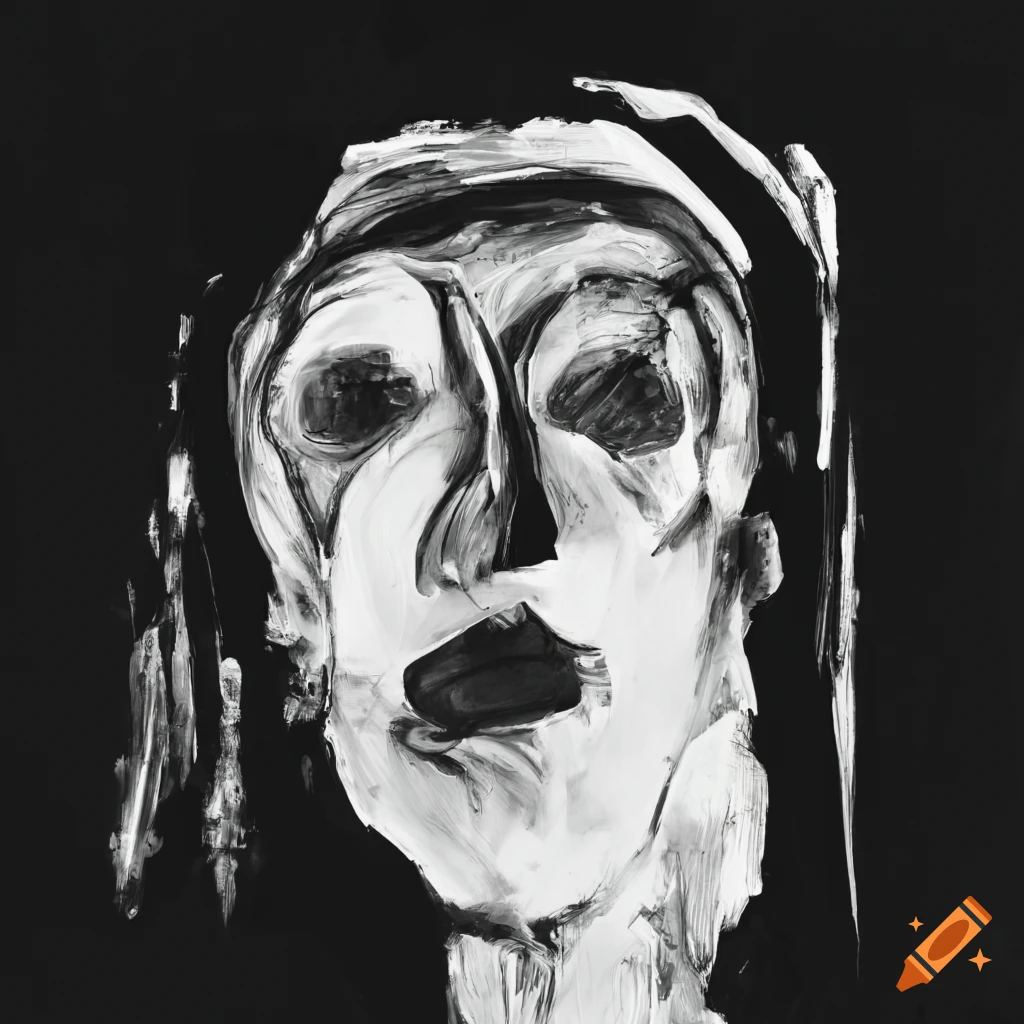 Portrait of a shrouded woman in the style of Baselitz and De Kooning on ...
