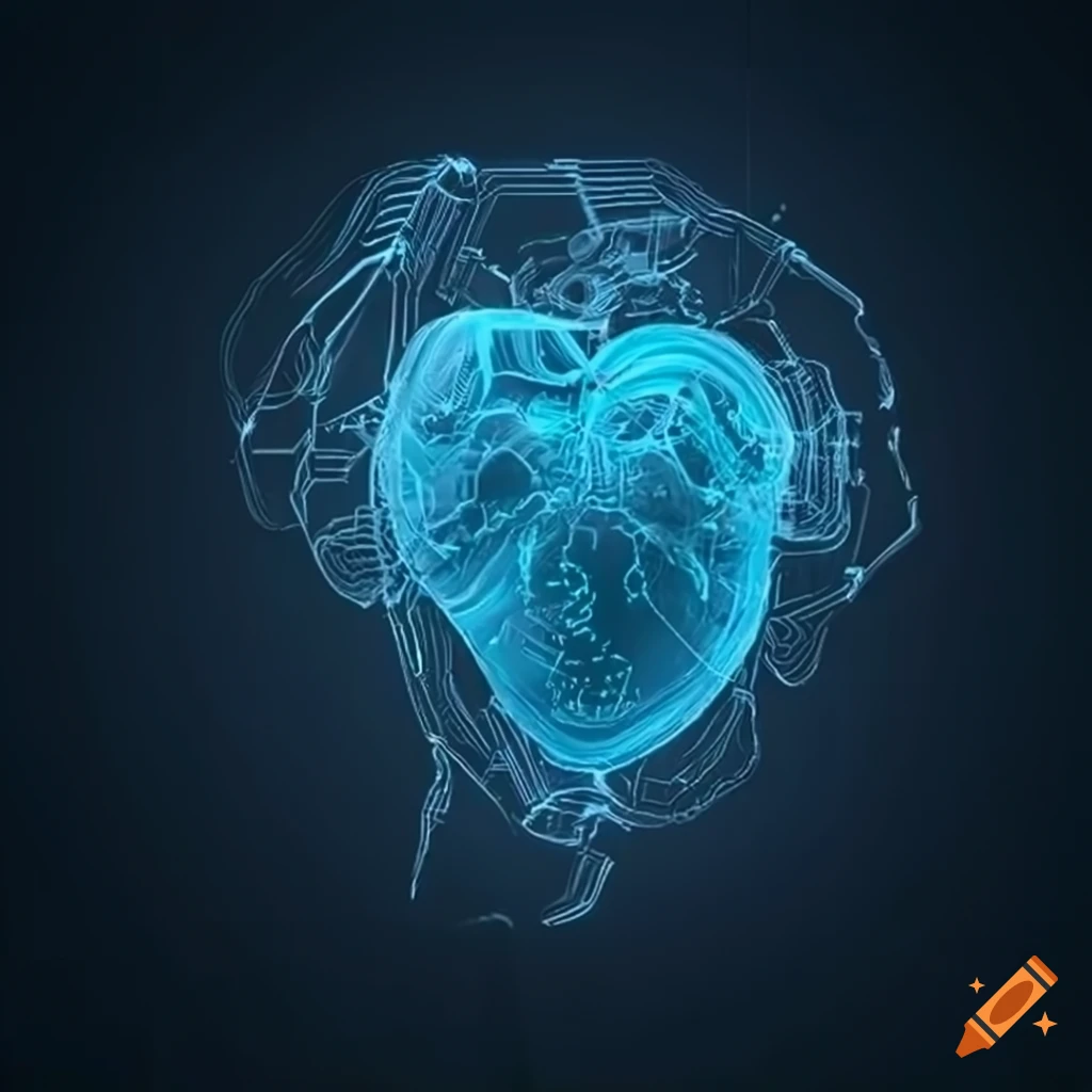 Transparent artificial intelligence heart with connectivity elements on ...