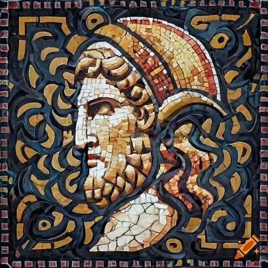 Tile mosaic of greek god ares on Craiyon