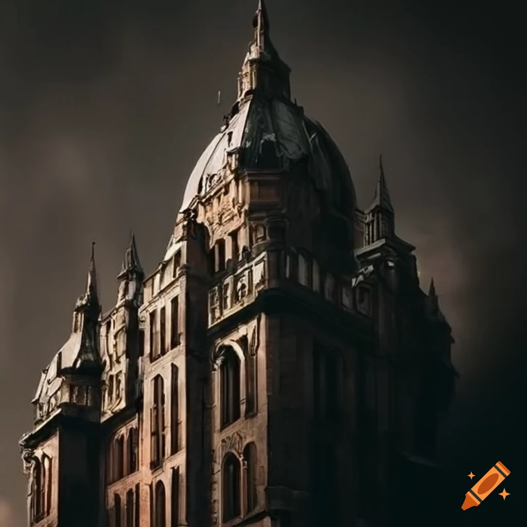 Dark academia building architecture on Craiyon