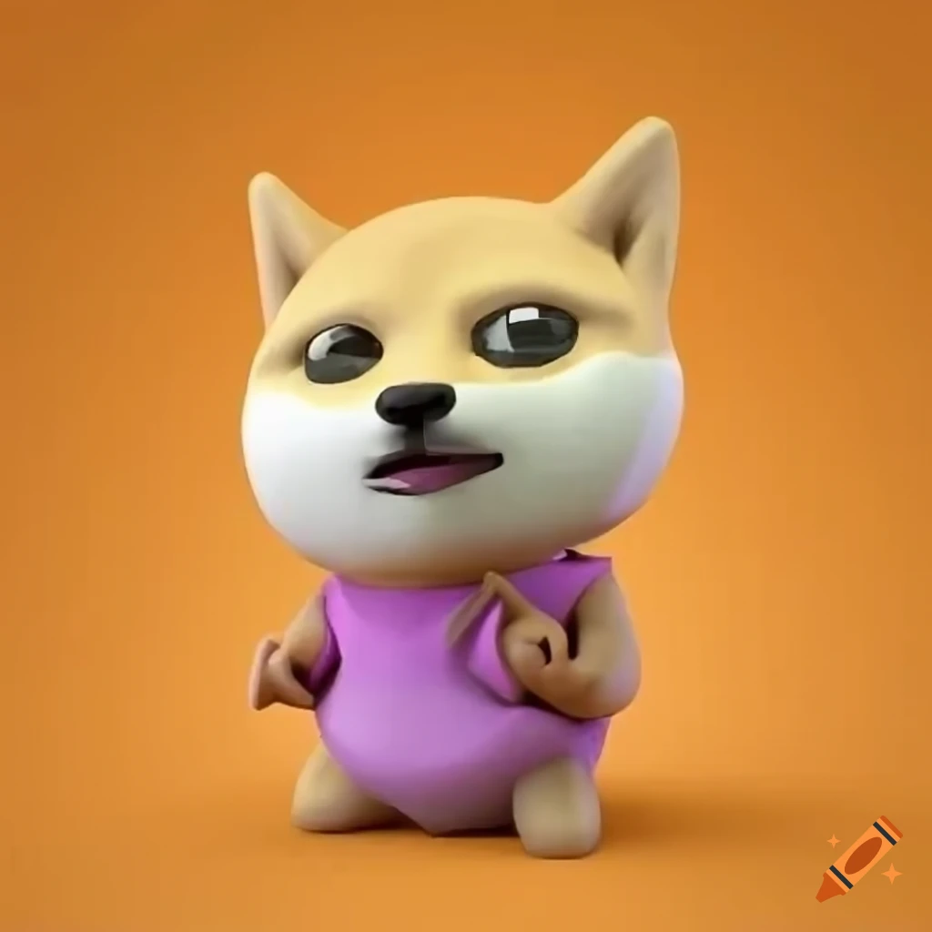 Adorable low poly 3D design of baby Doge meme character on Craiyon