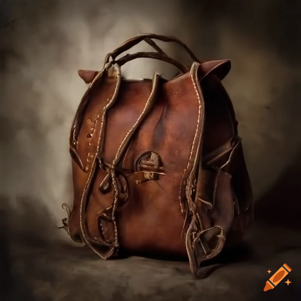 Small leather medieval mysterious bag on Craiyon