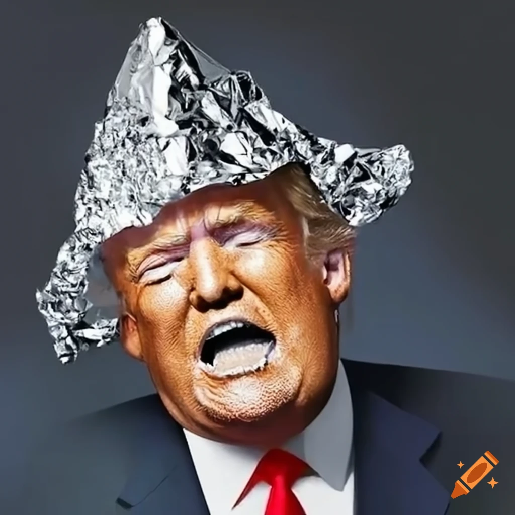 Satirical portrayal of former president wearing a tin foil hat on Craiyon