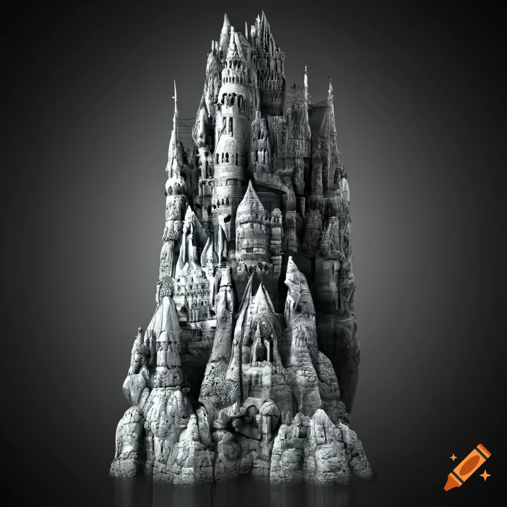 Ancient stone dragon castle in a mountain fantasy setting suitable for ...