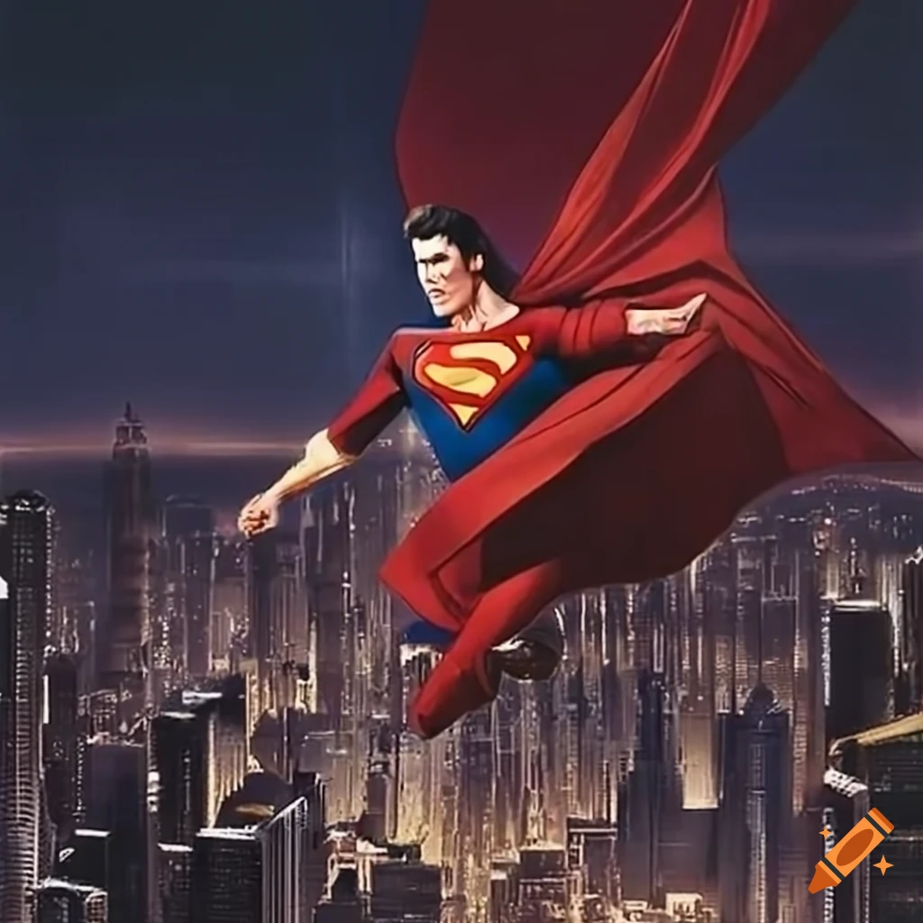 Superman flying over metropolis on Craiyon