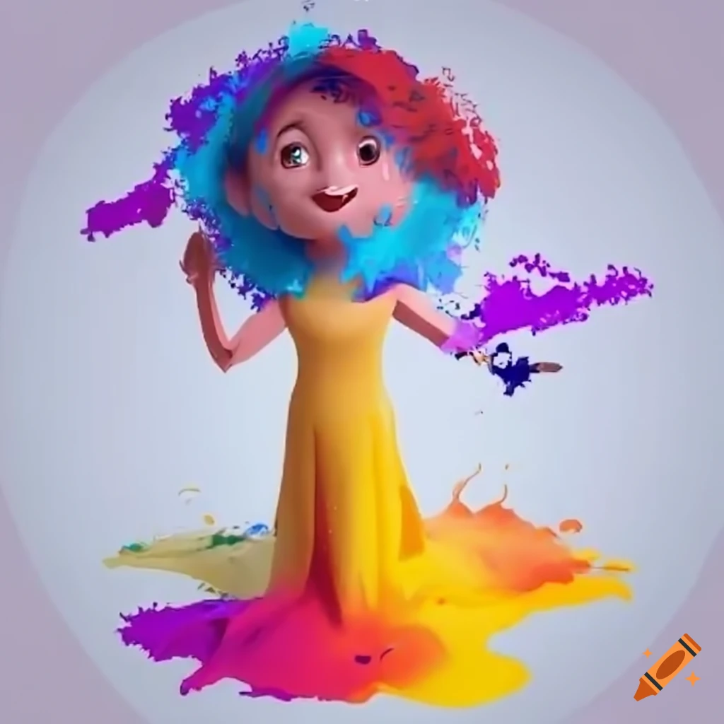 Two characters holding color splash and throwing on Craiyon