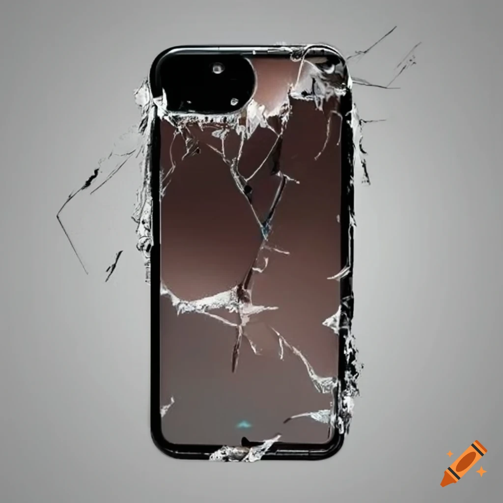 Heavily used and damaged iphone with scratches and dents on Craiyon
