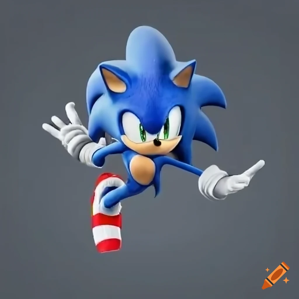 Sonic the hedgehog in an energetic pose on Craiyon