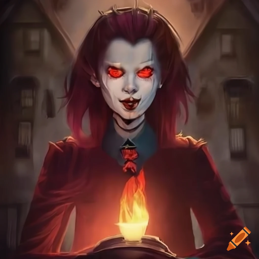 Vampire overseeing her castle on Craiyon