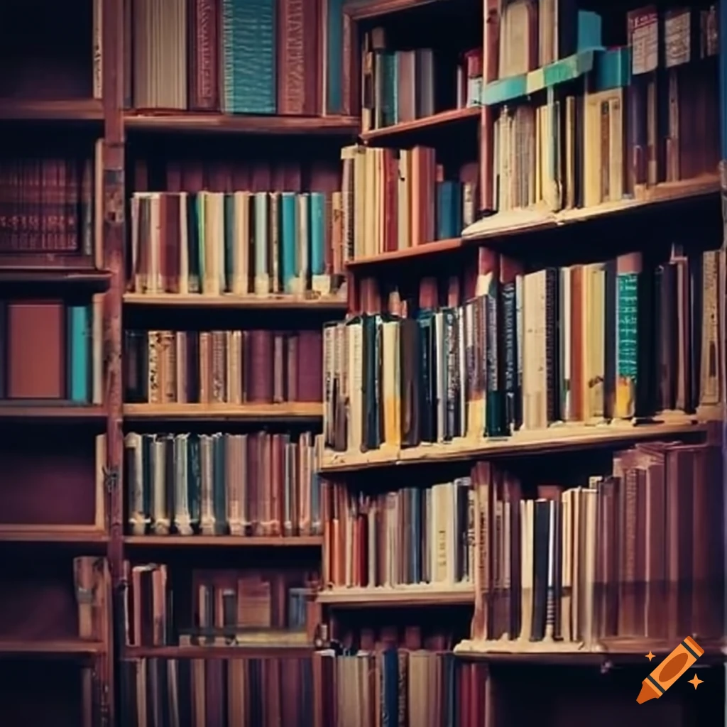 Shelf full of books on Craiyon