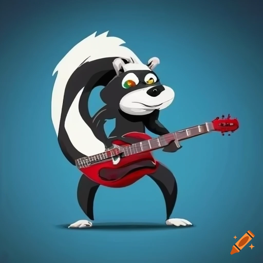 Cartoon skunk playing a rock guitar on Craiyon