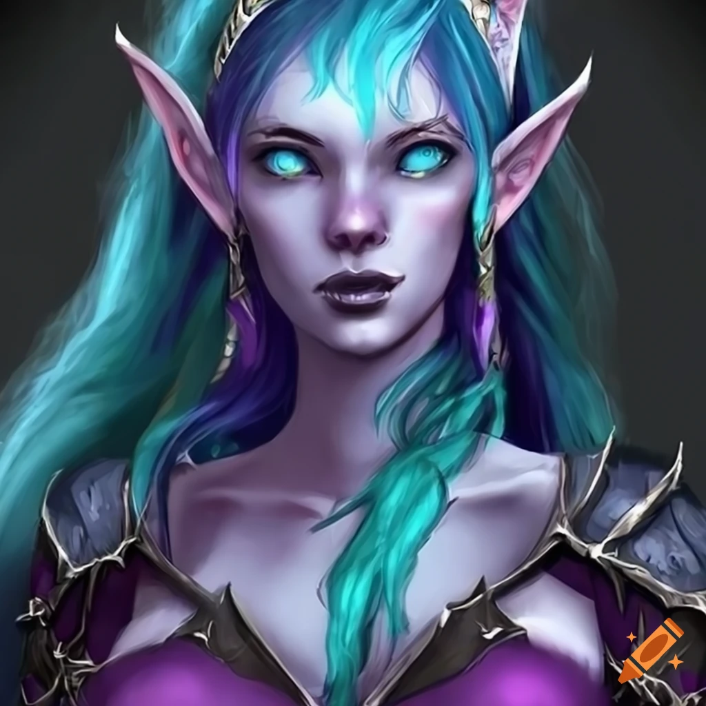 Night Elf Female With Two Colored Hair On Craiyon